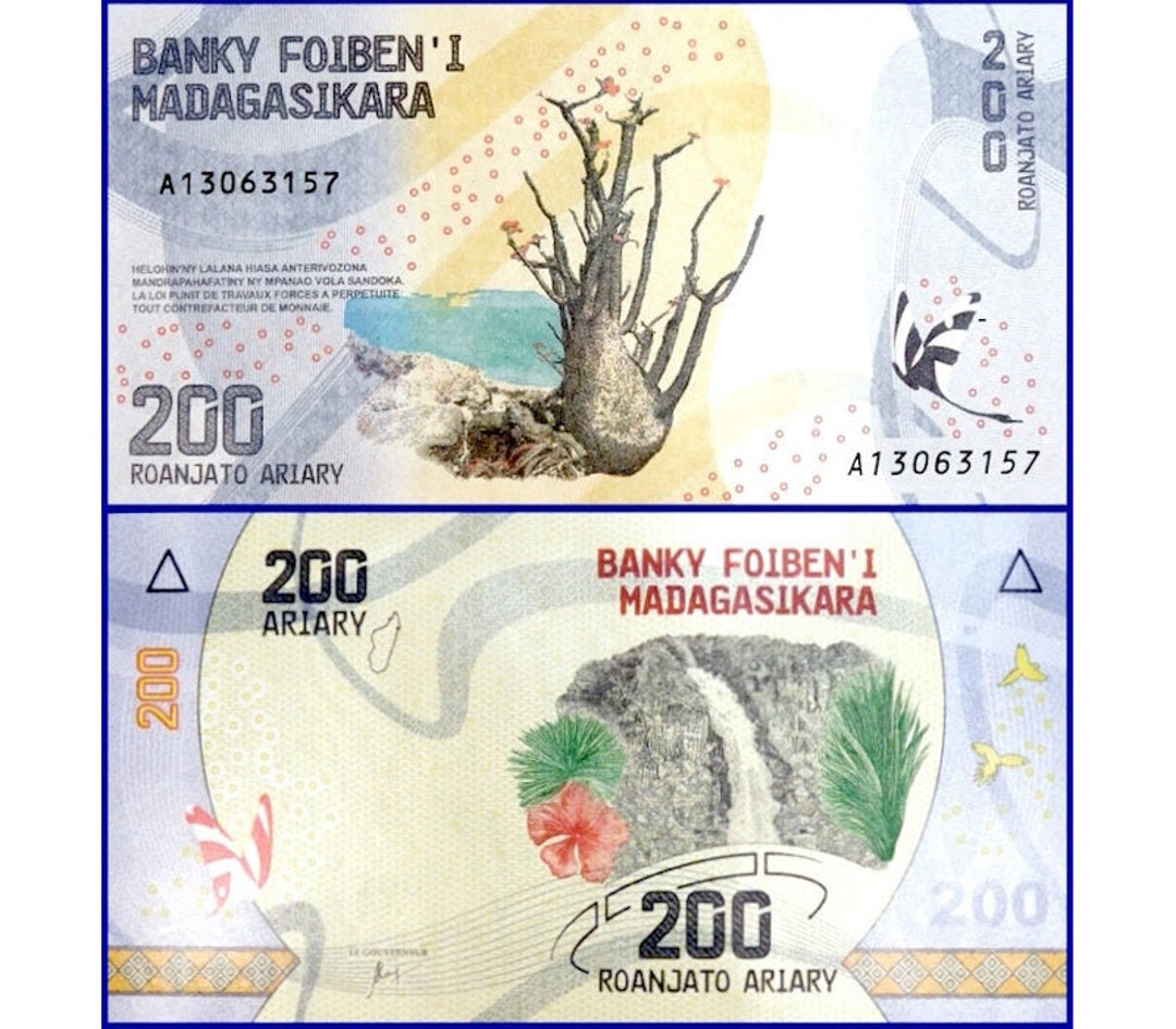 Madagascar 200 Ariary Banknote New Uncirculated Paper Money Currency ...