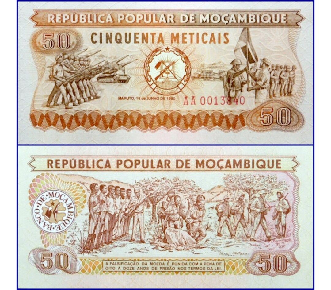 Mozambique 50 Metical 1 New Uncirculated 1980 Banknote - Etsy
