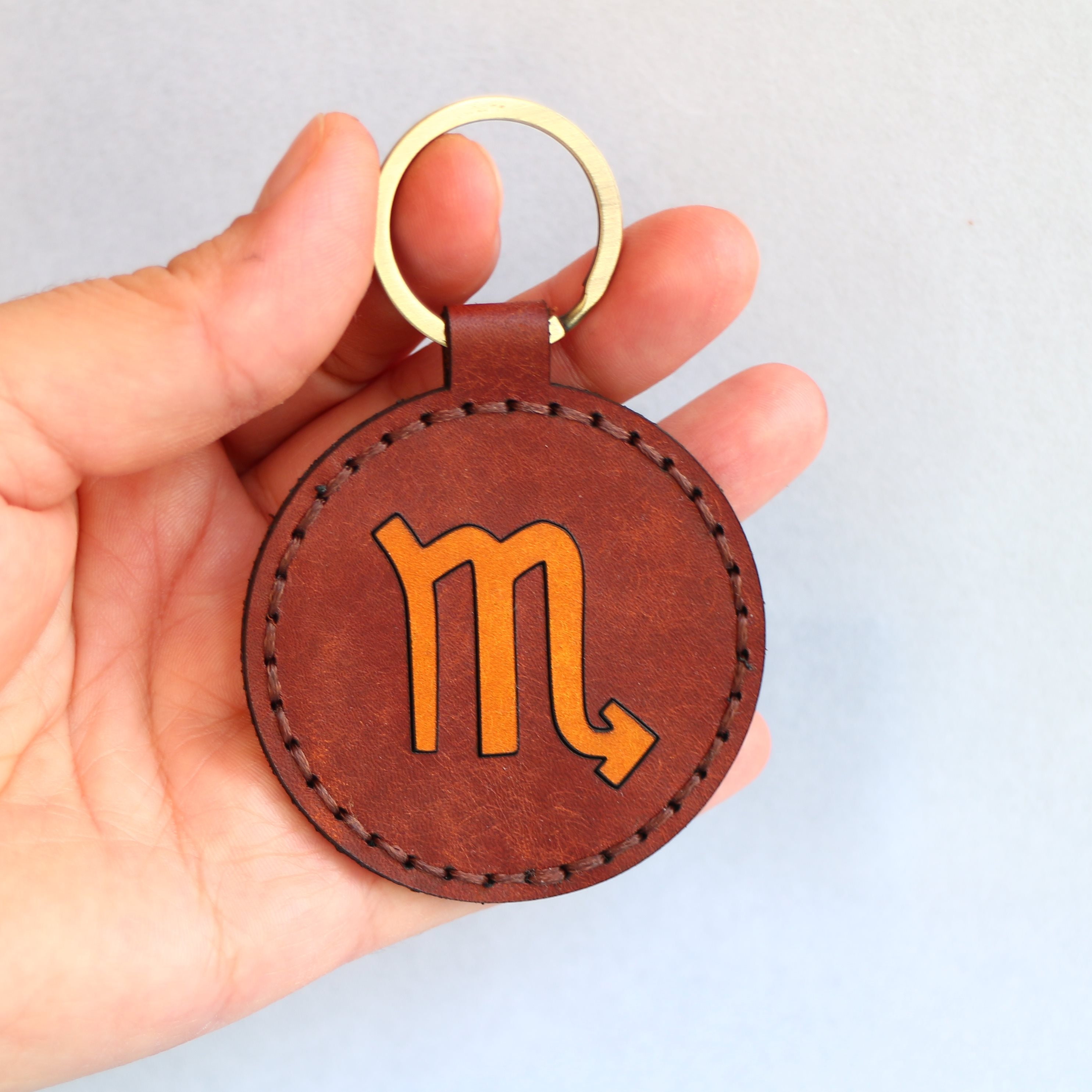 Scorpio, Zodiac Leather Keychain, Custom Keychain, Zodiac Gift, Scorpio ...