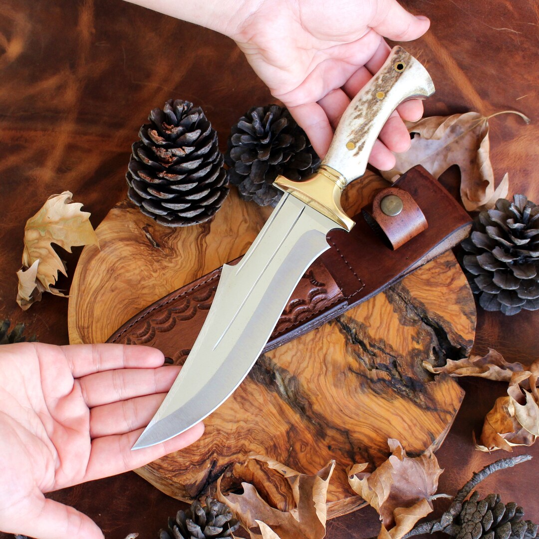 Bushcraft Knife With Handmade Deer Antler Handle Tactical ...