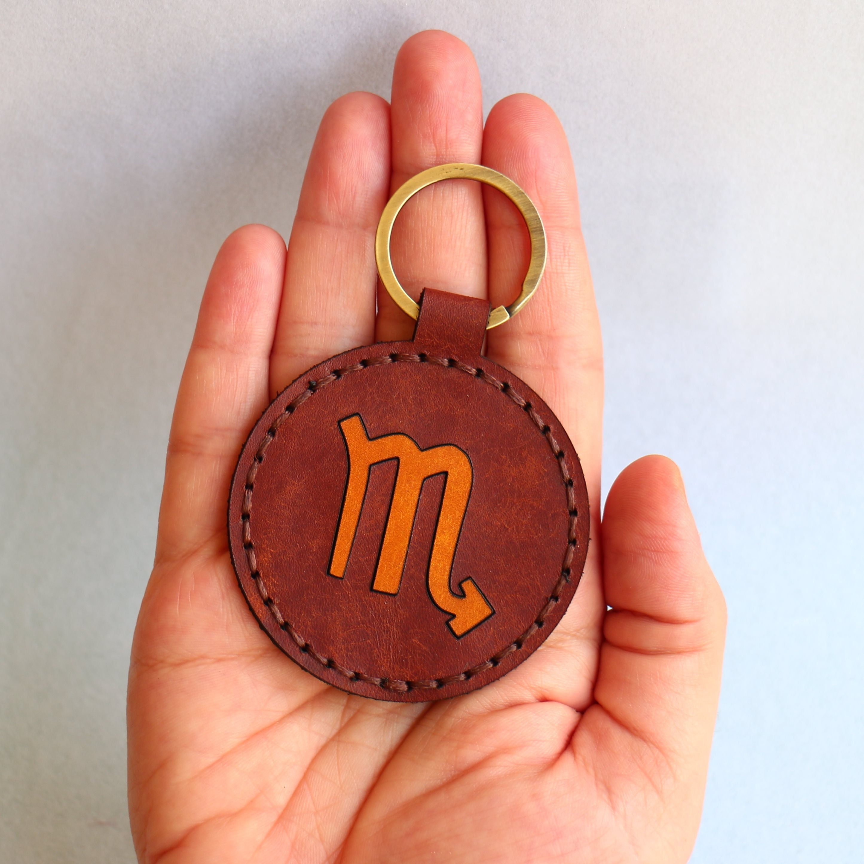 Scorpio, Zodiac Leather Keychain, Custom Keychain, Zodiac Gift, Scorpio ...