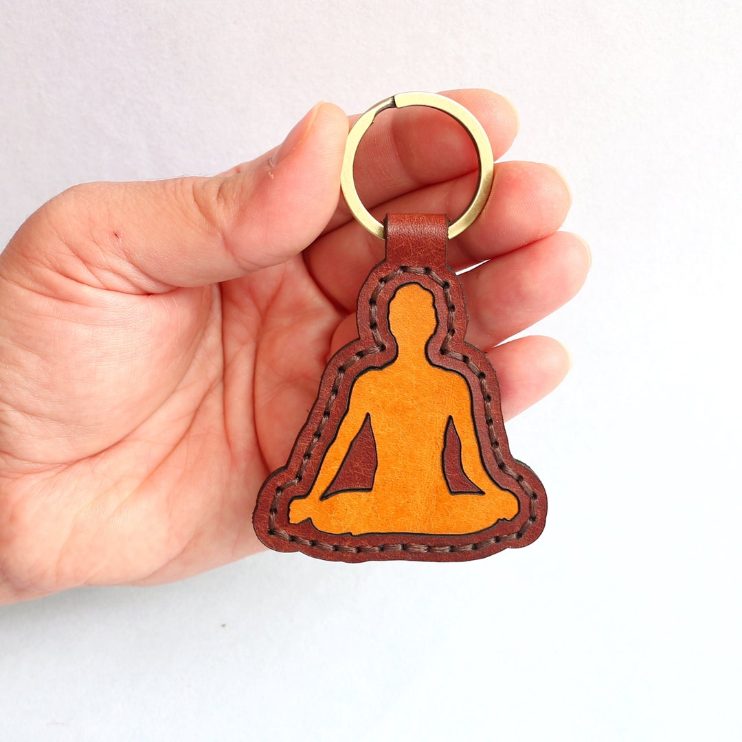 Yoga, Lotus Position Leather Keychain, Custom Keychain, Gift, Yoga ...