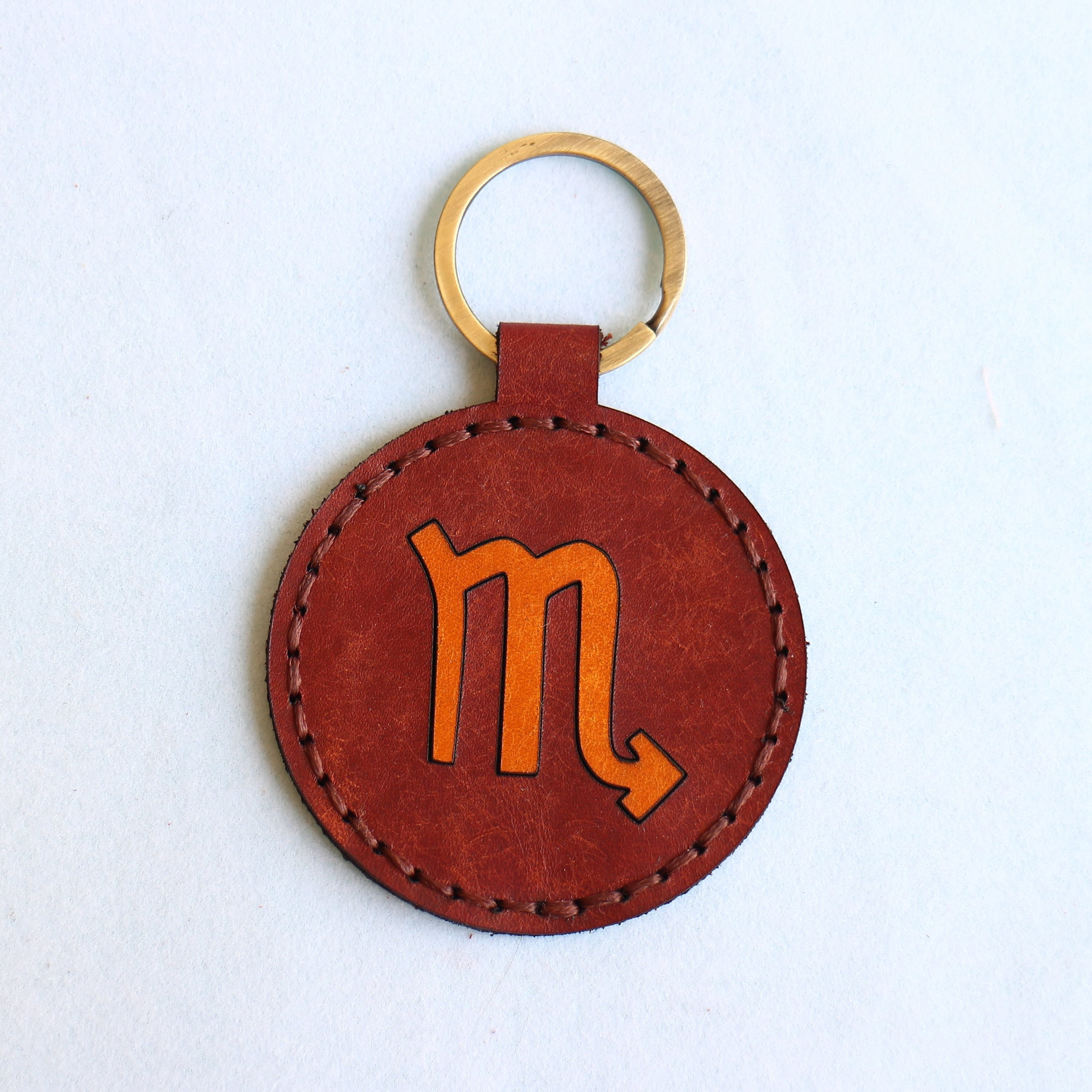 Scorpio, Zodiac Leather Keychain, Custom Keychain, Zodiac Gift, Scorpio ...