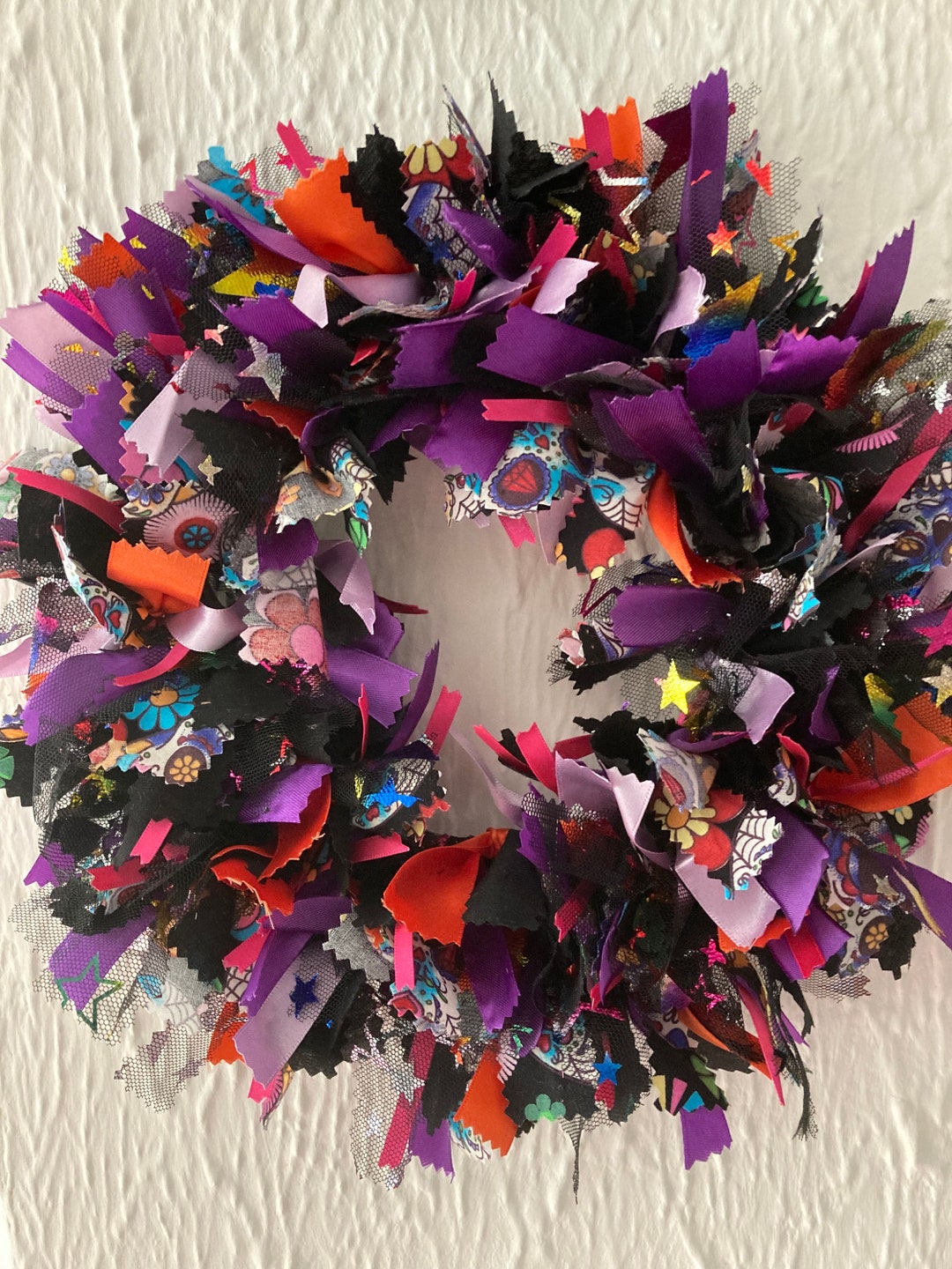 Rag & Ribbon Wreath Halloween hand Made With Love - Etsy