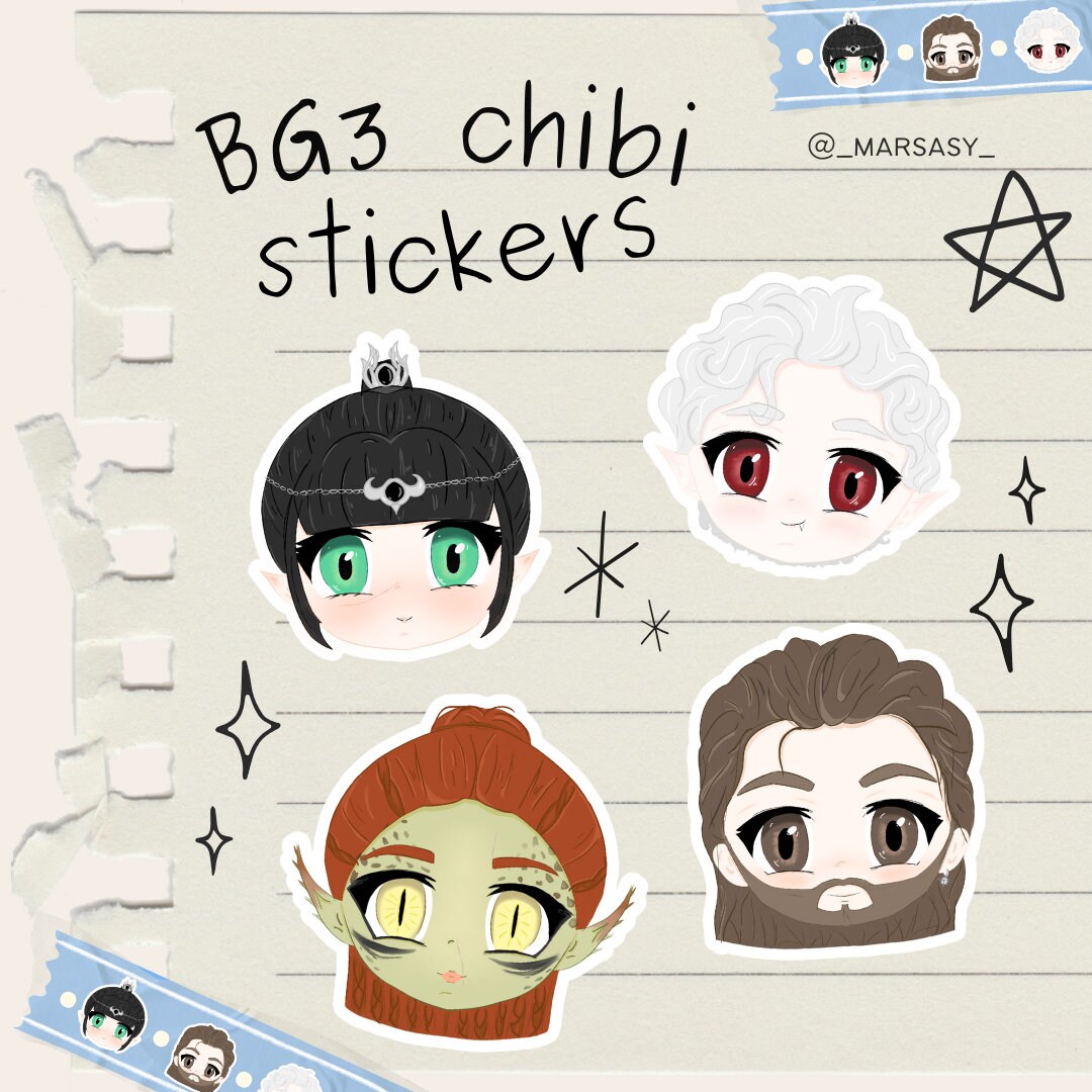 Baldur's Gate 3 Chibi Stickers Bg3 Stickers Astarion Shadowheart Gale ...