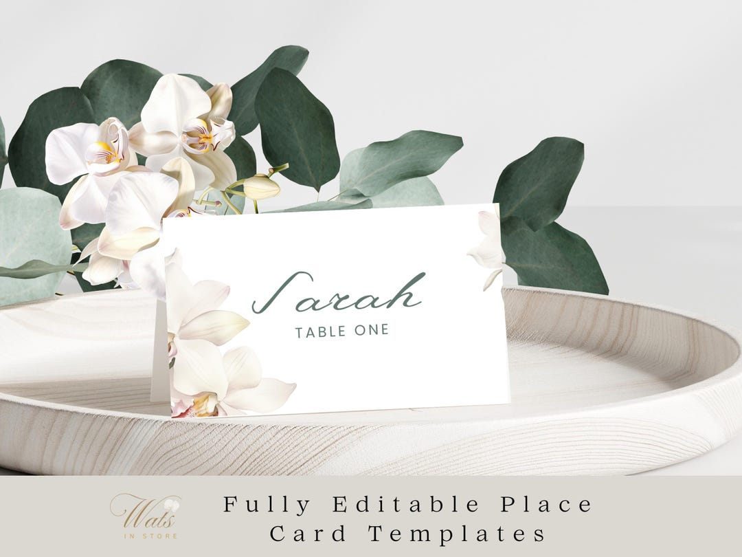 Place Card TEMPLATE, Flat and Foldable Table Name Card Printable ...
