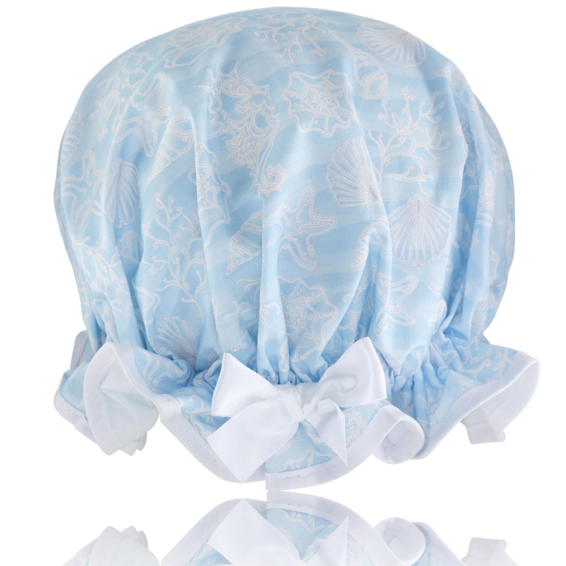 Seashells Blue Luxury Shower Cap - Etsy