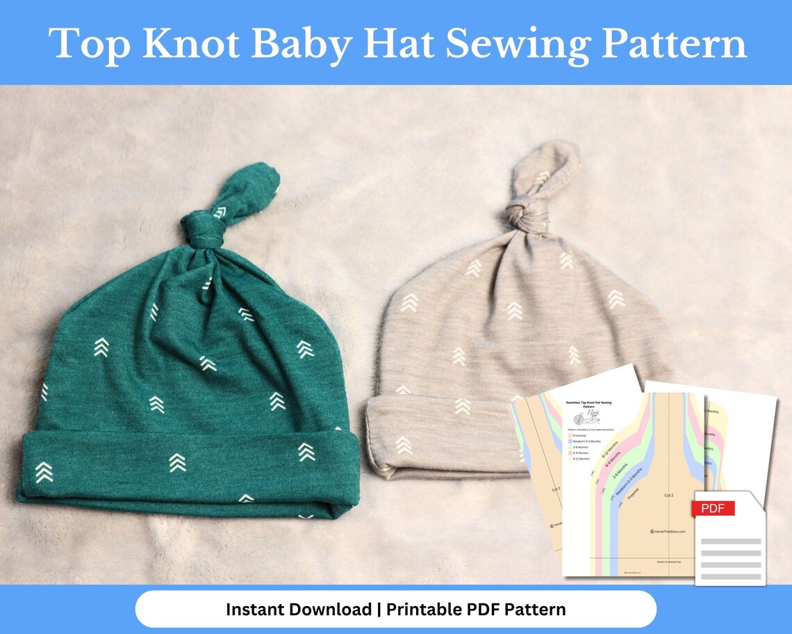 Baby Hat Sewing Pattern, Baby Hat PDF Sewing Patterns, Baby Knot Hat ...