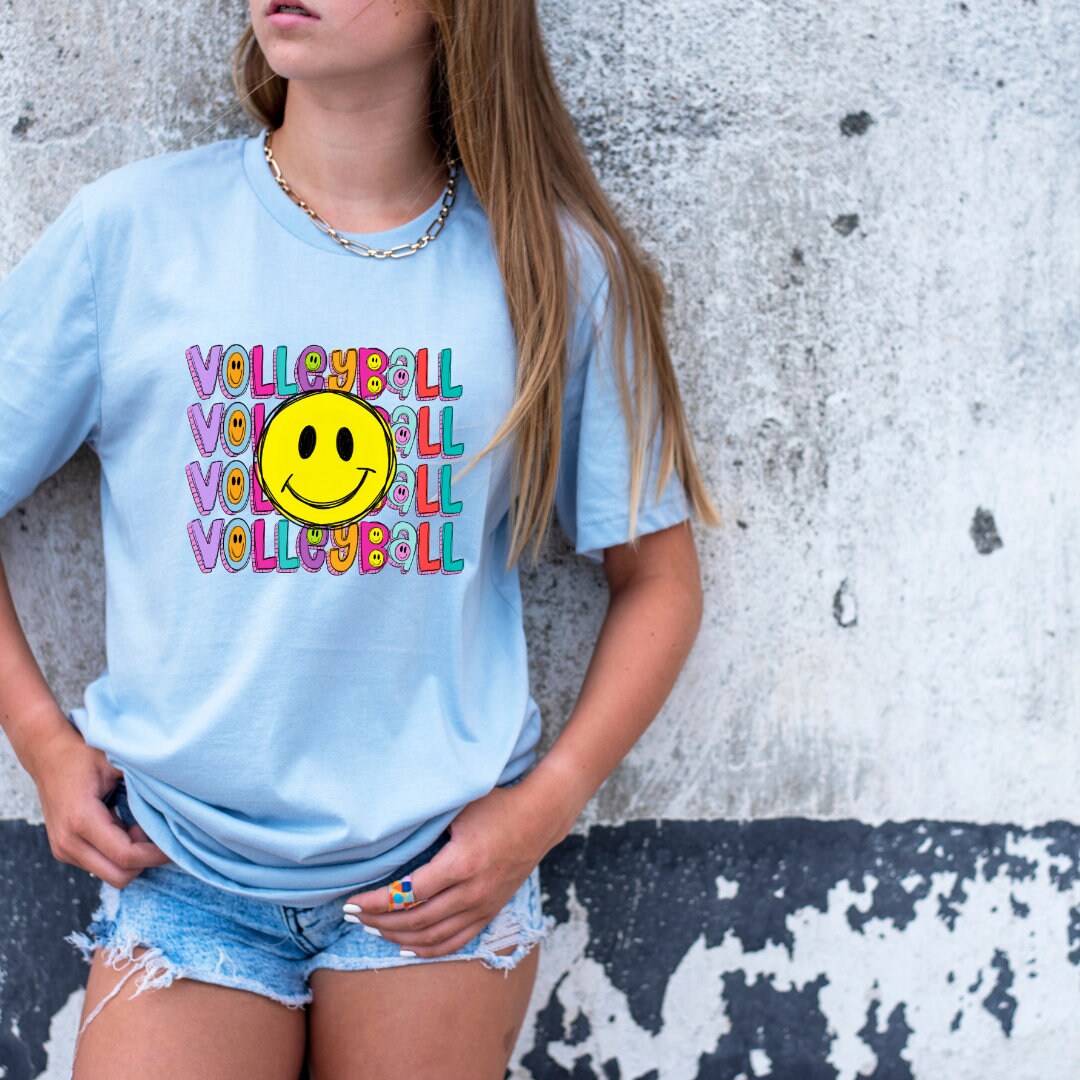 Volleyball Smiley Face Team Shirt Volleyball Tee Volleyball Mom Tee ...