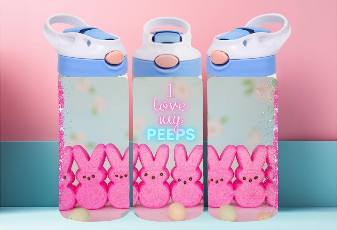 Peeps Kids Flip Top Water Bottle Insulated Toddler Tumbler Peeps 12oz ...