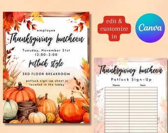 Thanksgiving Potluck Sign-up Sheet Friendsgiving Dinner - Etsy