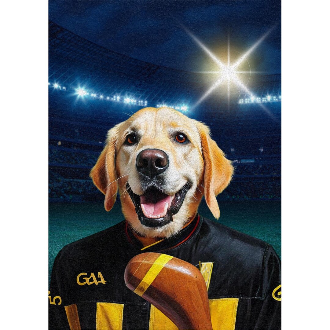Custom Hurling Pet Portrait Personalized Pet Art in Any Irish Hurling ...