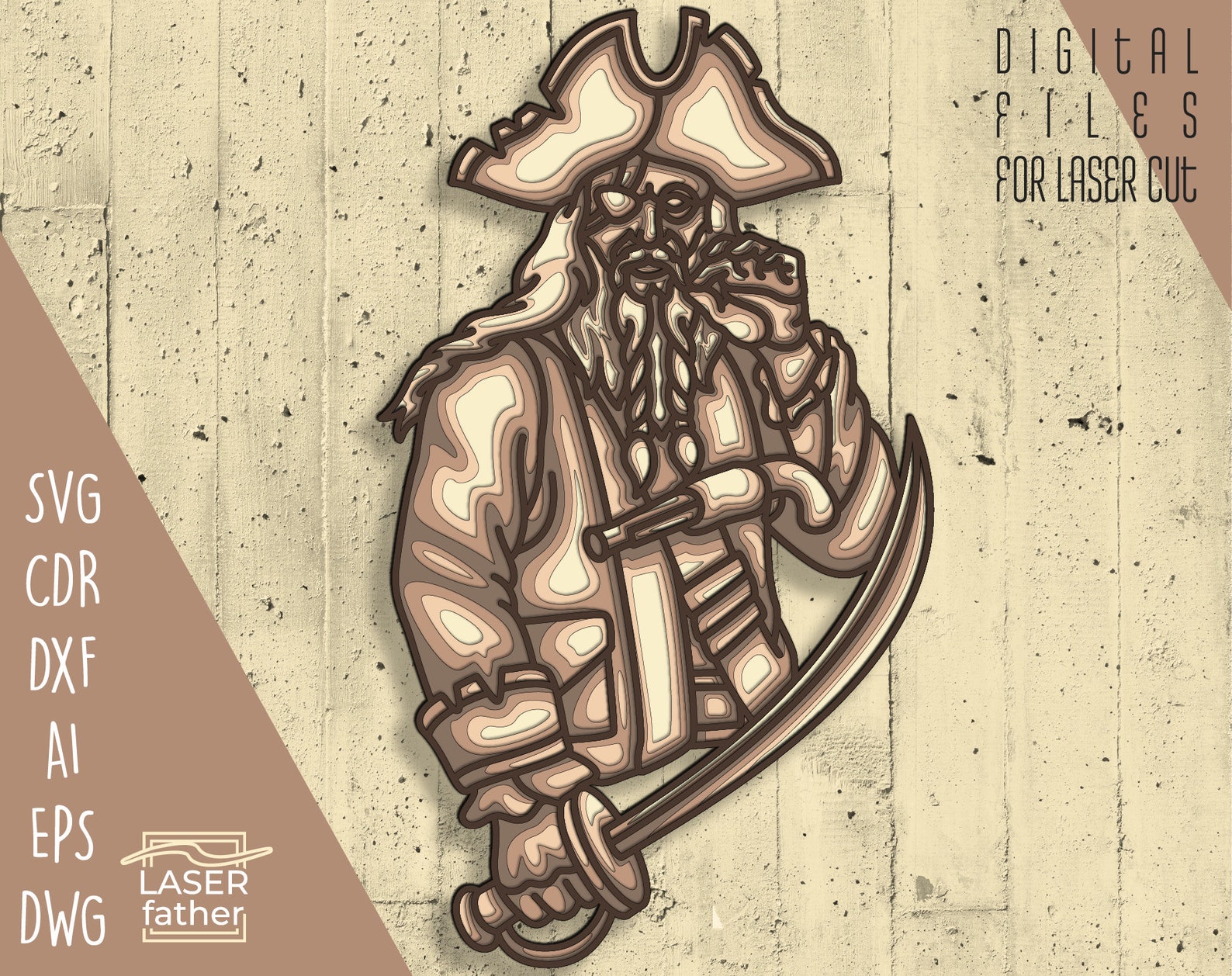 Pirate 3D Layered SVG Files, Pirate SVG, Instant Download Files, Unique ...