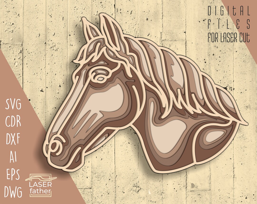 Multilayered Horse 3D SVG File, Laser Cut Files, Horse SVG, Instant ...