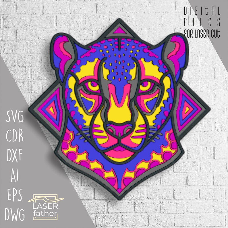 Cheetah SVG for Laser Cut, Digital Download, Layered Papercut Template ...