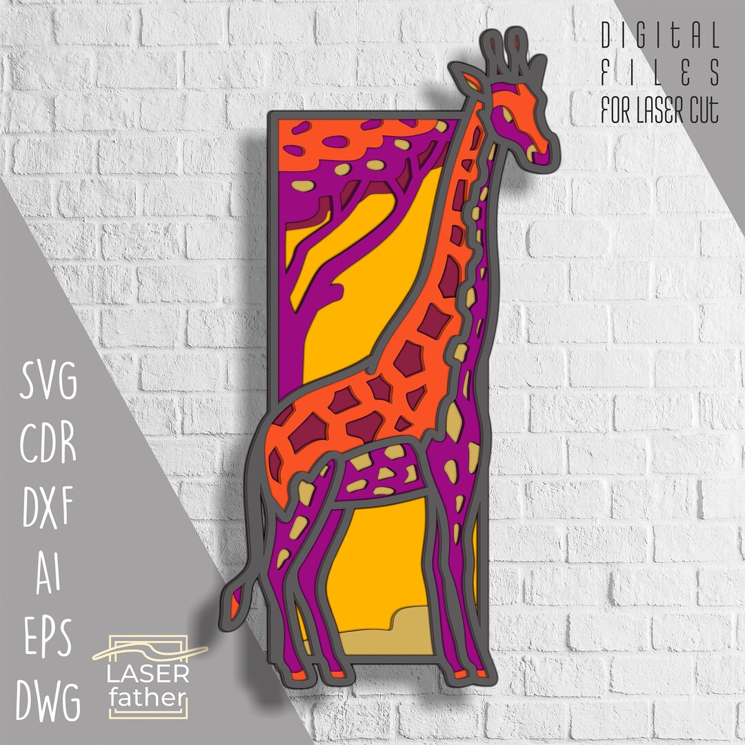 Giraffe SVG for Laser Cut, Layered Crafts, Digital Download Cdr Ai Eps ...