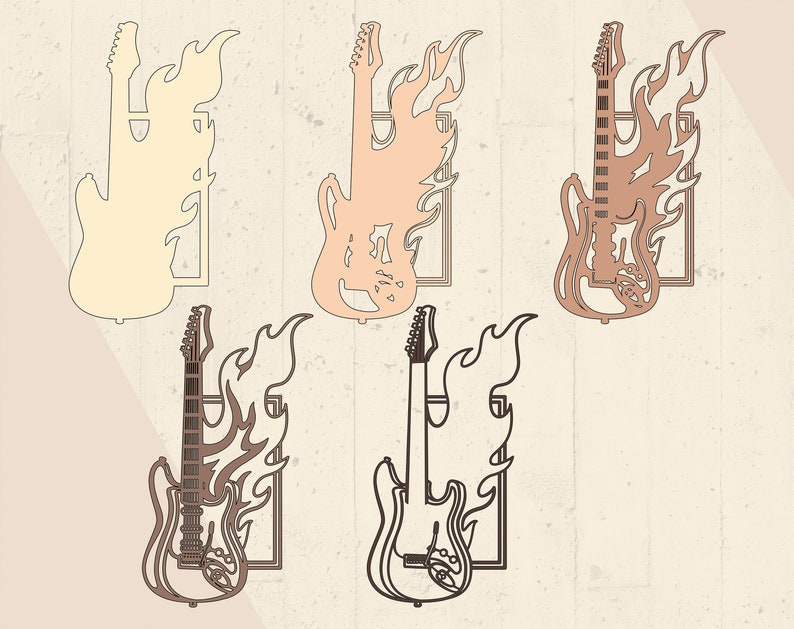 3D Multilayered Rock Guitar SVG File, Laser Cut Files, Rock Music SVG ...