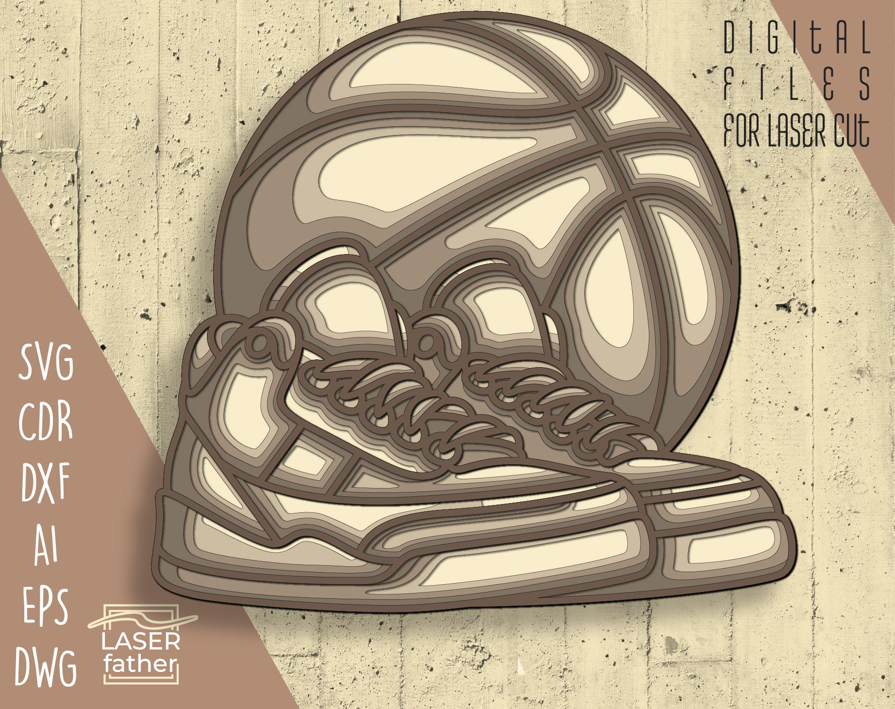 Basketball 3D Layered SVG File, Laser Cut Files, Basketball Craft SVG ...