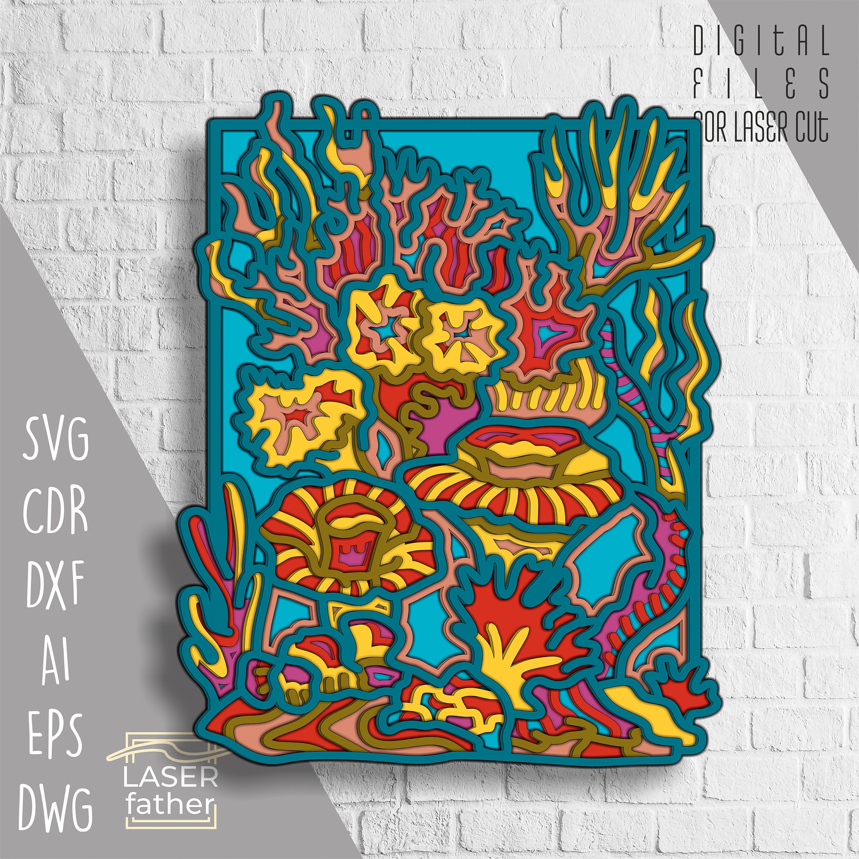 Underwater 3D Layered SVG, Laser Cutout Files, Coral Reef Art, Seaweed ...