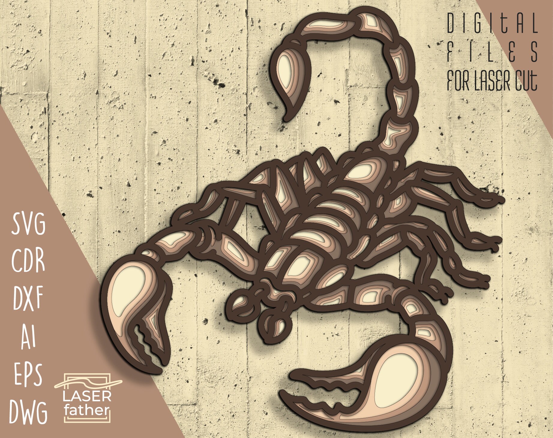3D Layered Scorpio SVG File, Mandala Laser Cut Files, Scorpio SVG ...