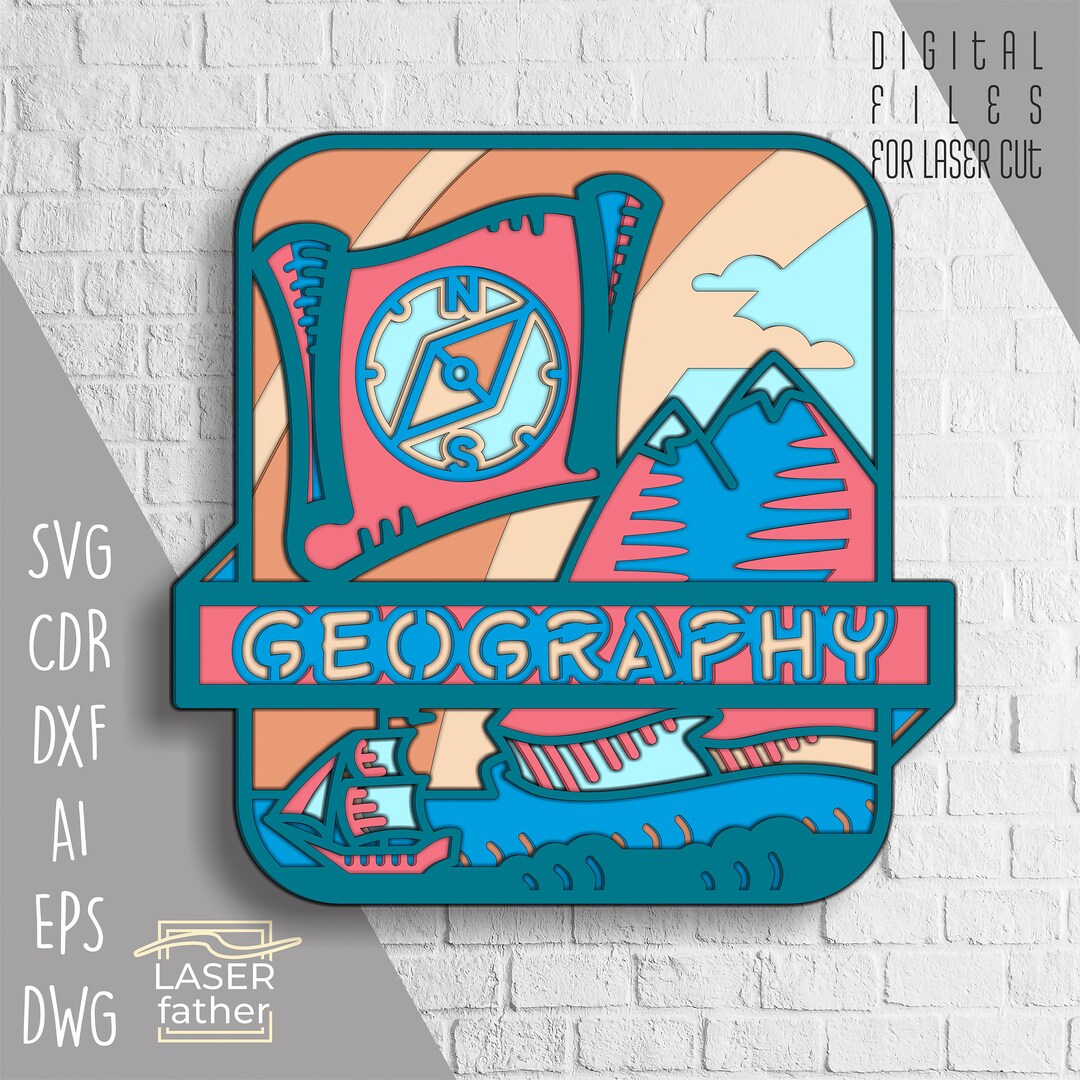 Geography Map SVG Files for Cricut, Laser Cutting Design, Glowforge ...