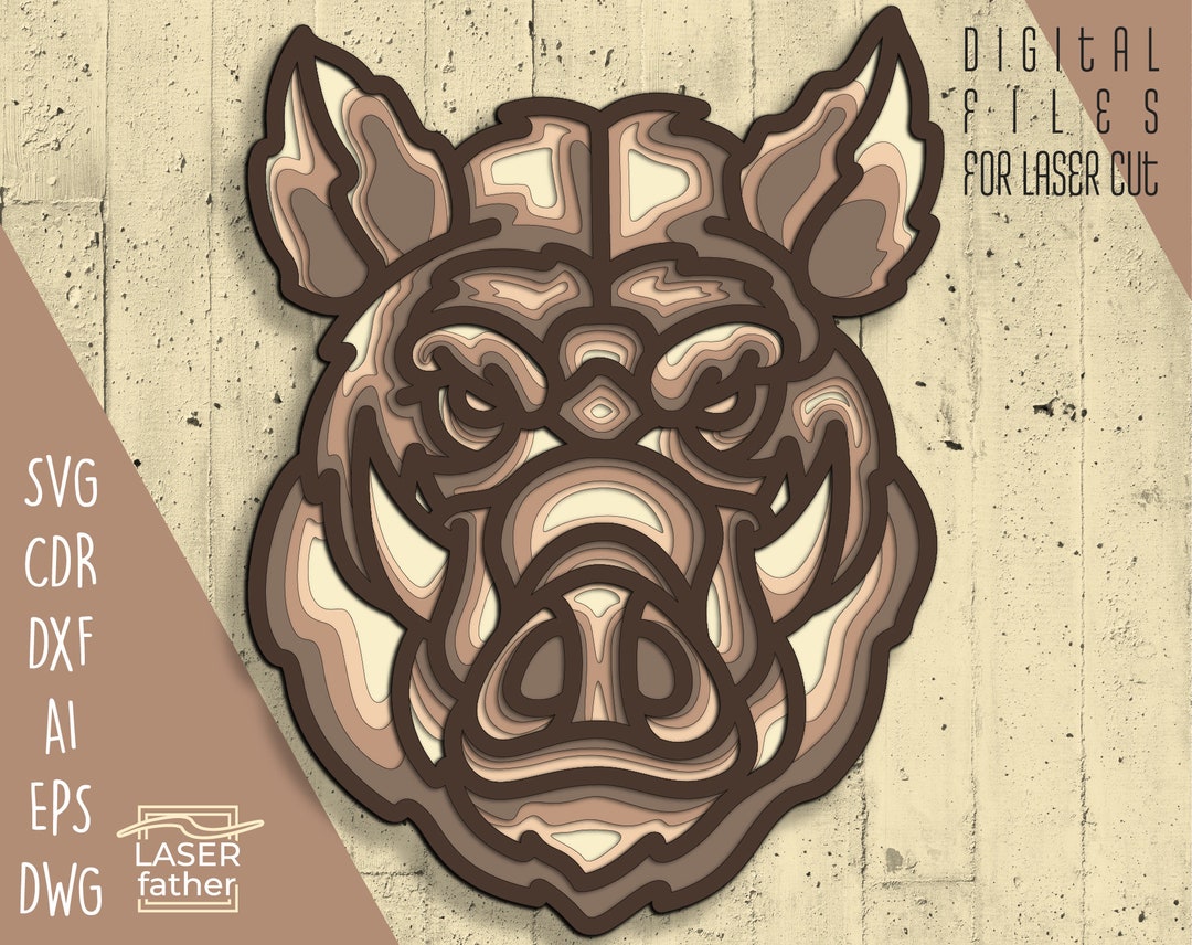 Multilayered Boar 3D SVG, Laser Cut Files, Instant Files for Download ...