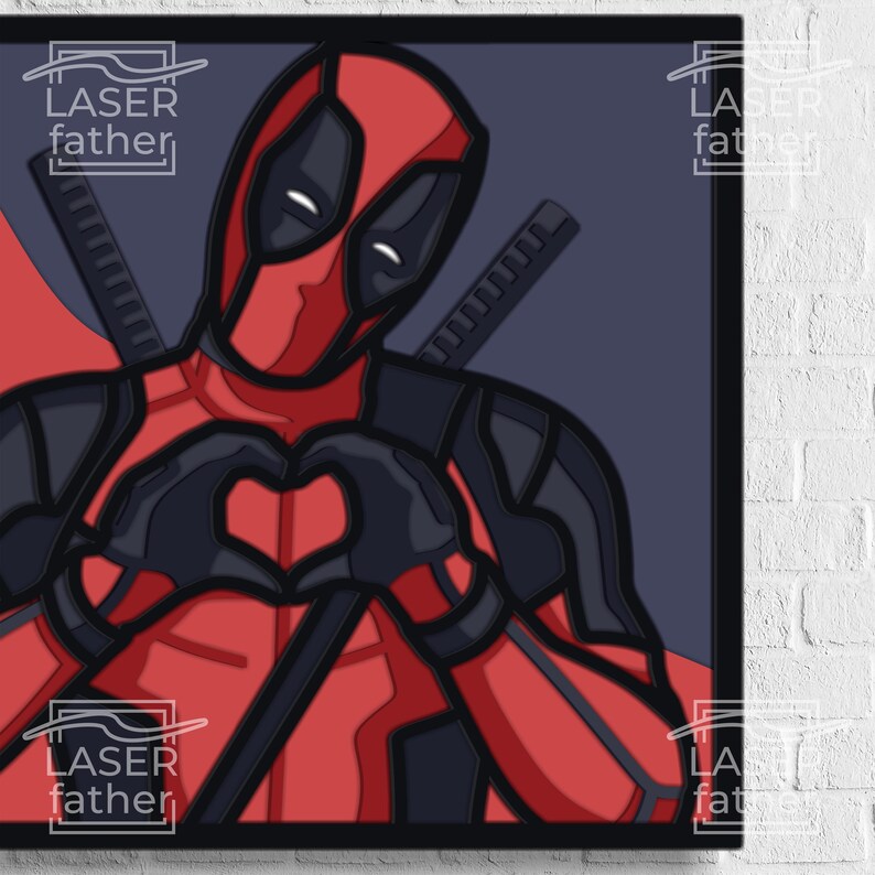 Deadpool Archivos cortados con láser, Superhéroe SVG, Proyecto Cricut 3D, Personaje cómico ...
