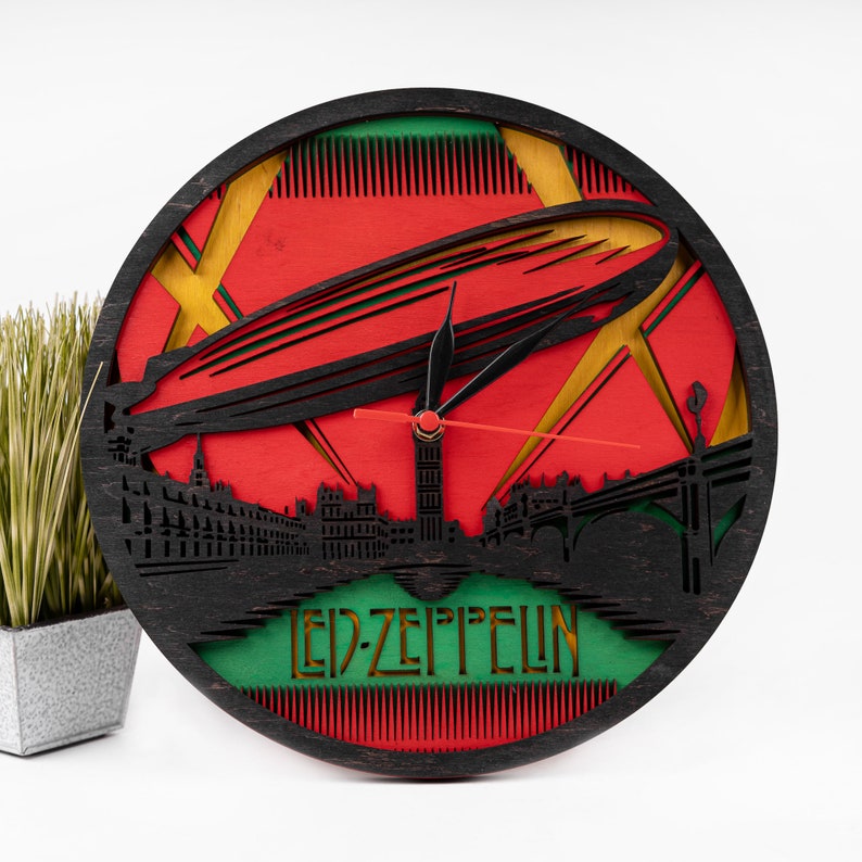 Led Zeppelin Clock, Rock N Roll Designs, Music Band SVG, 3D Laser Cut ...