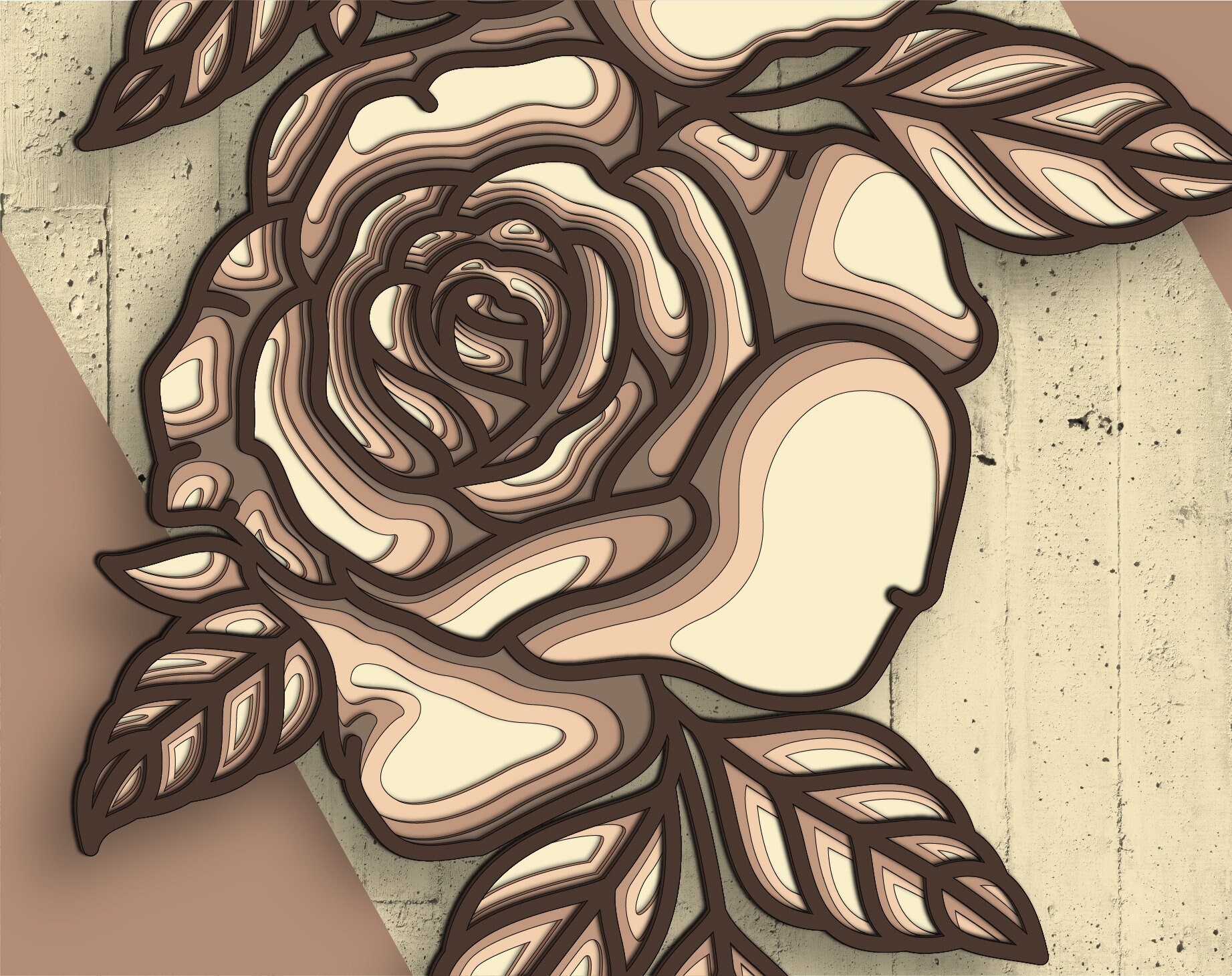 Multilayered Flower 3D SVG File, Laser Cut Files, Rose SVG, Instant ...