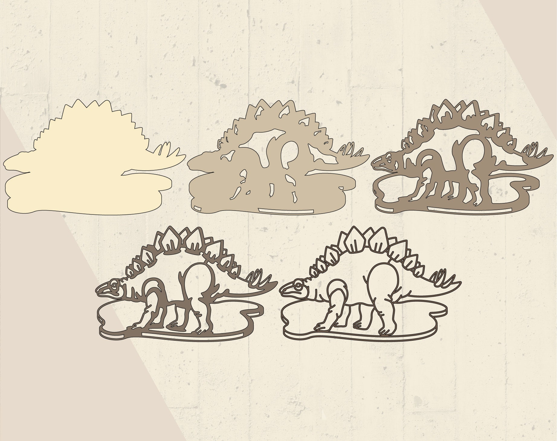 3D Layered Dinosaur SVG File, Laser Cut, Digital Design, Ai Png Jpg Cdr ...