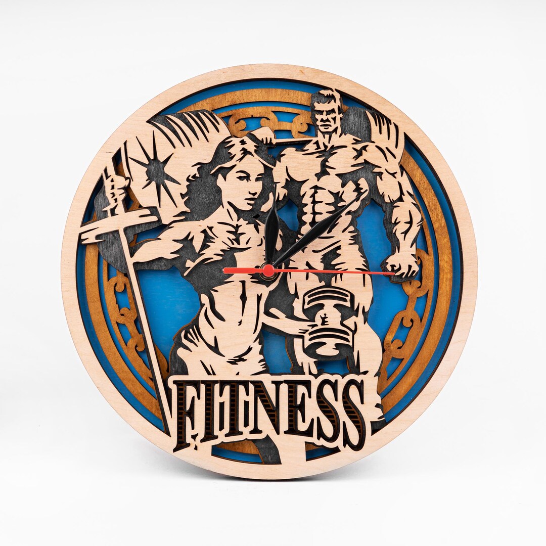 Fitness SVG, Gym Clock, Athlete Art, Workout Decor, 3D Laser Cut ...