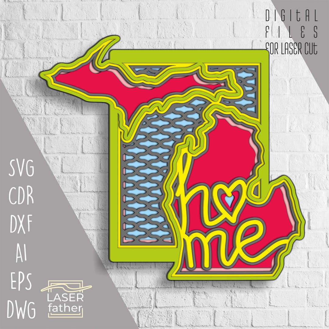 Michigan State 3D SVG Files for Cricut, Layered Paper Cut, USA Map Art ...