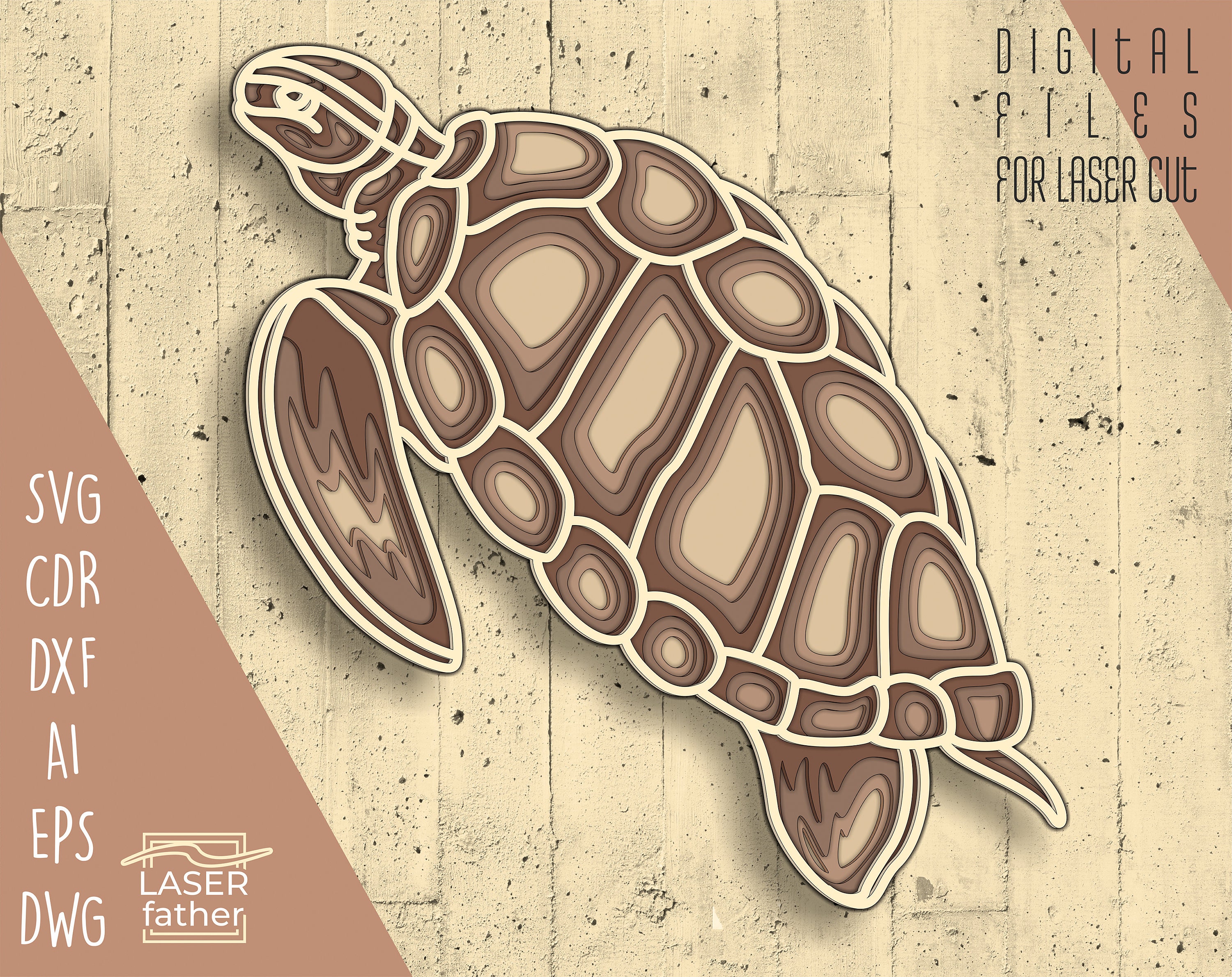 3D Multilayered Turtle SVG, Laser Cut Files, Turtle SVG, Instant ...