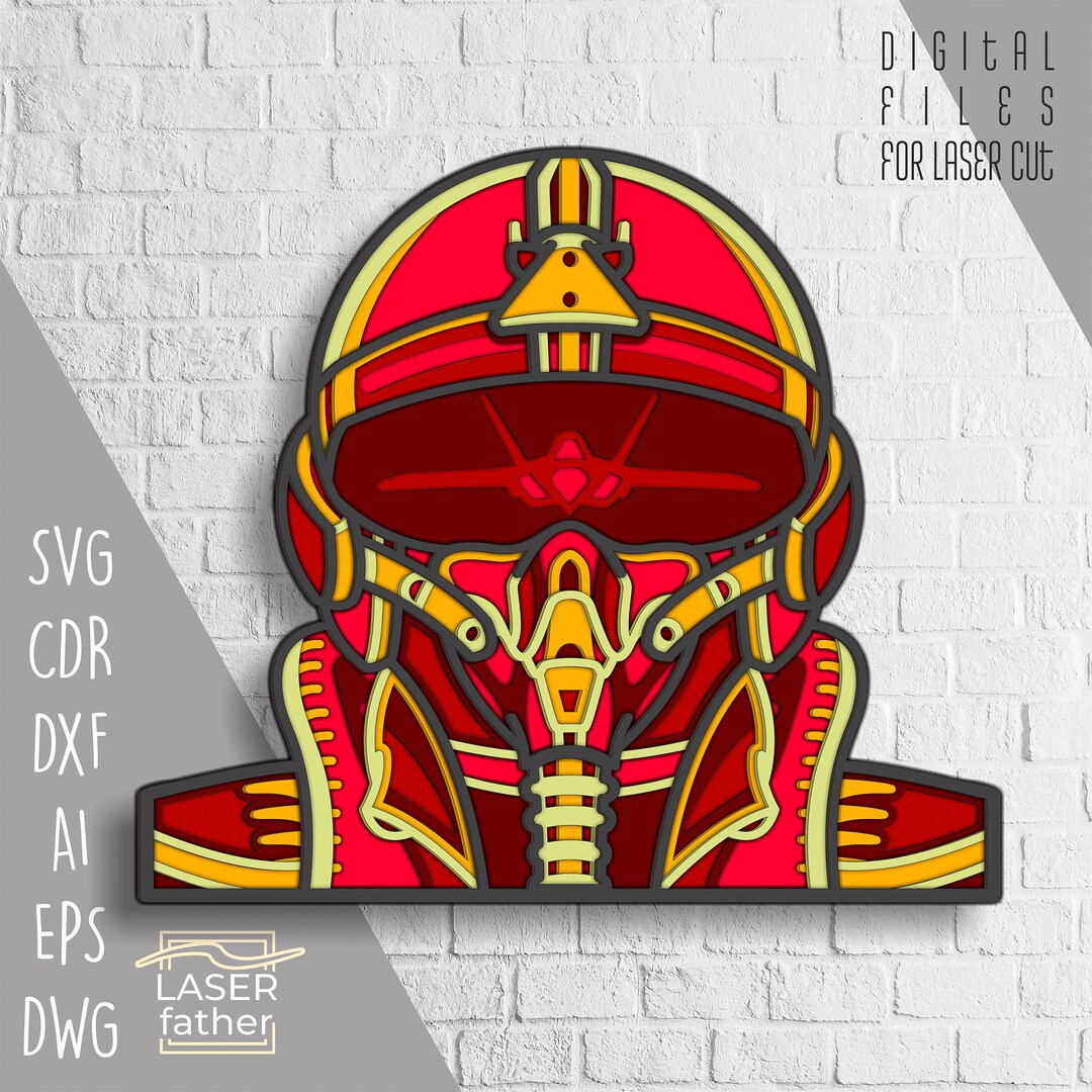 Fighter Pilot Layered 3D SVG, Laser Cuts, Instant Digital Download ...