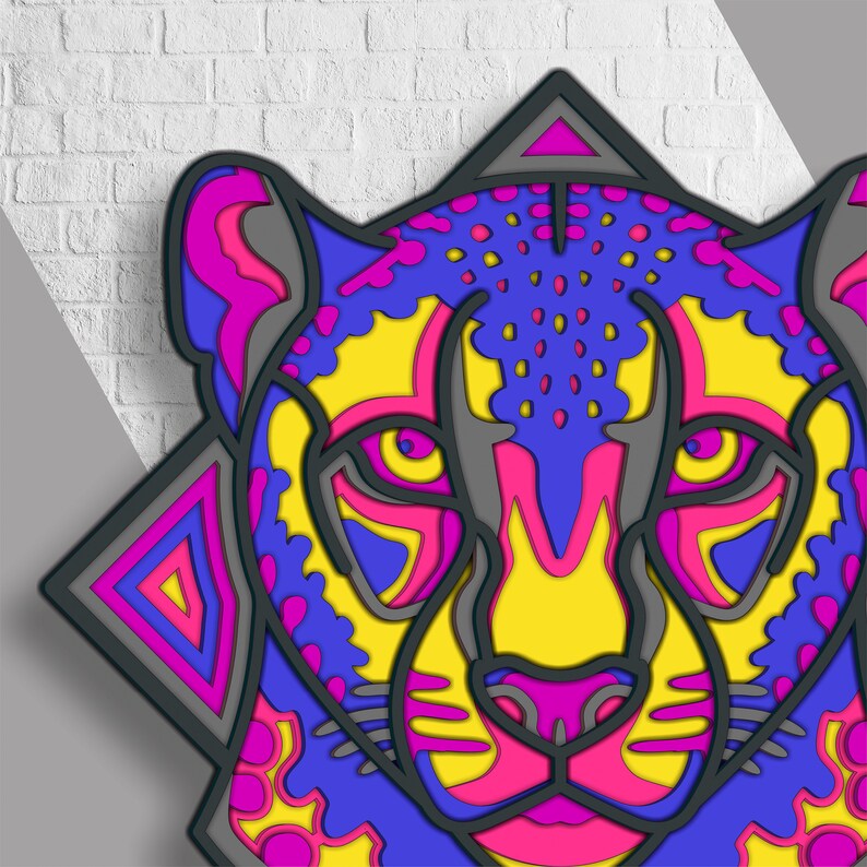 Cheetah SVG for Laser Cut, Digital Download, Layered Papercut Template ...