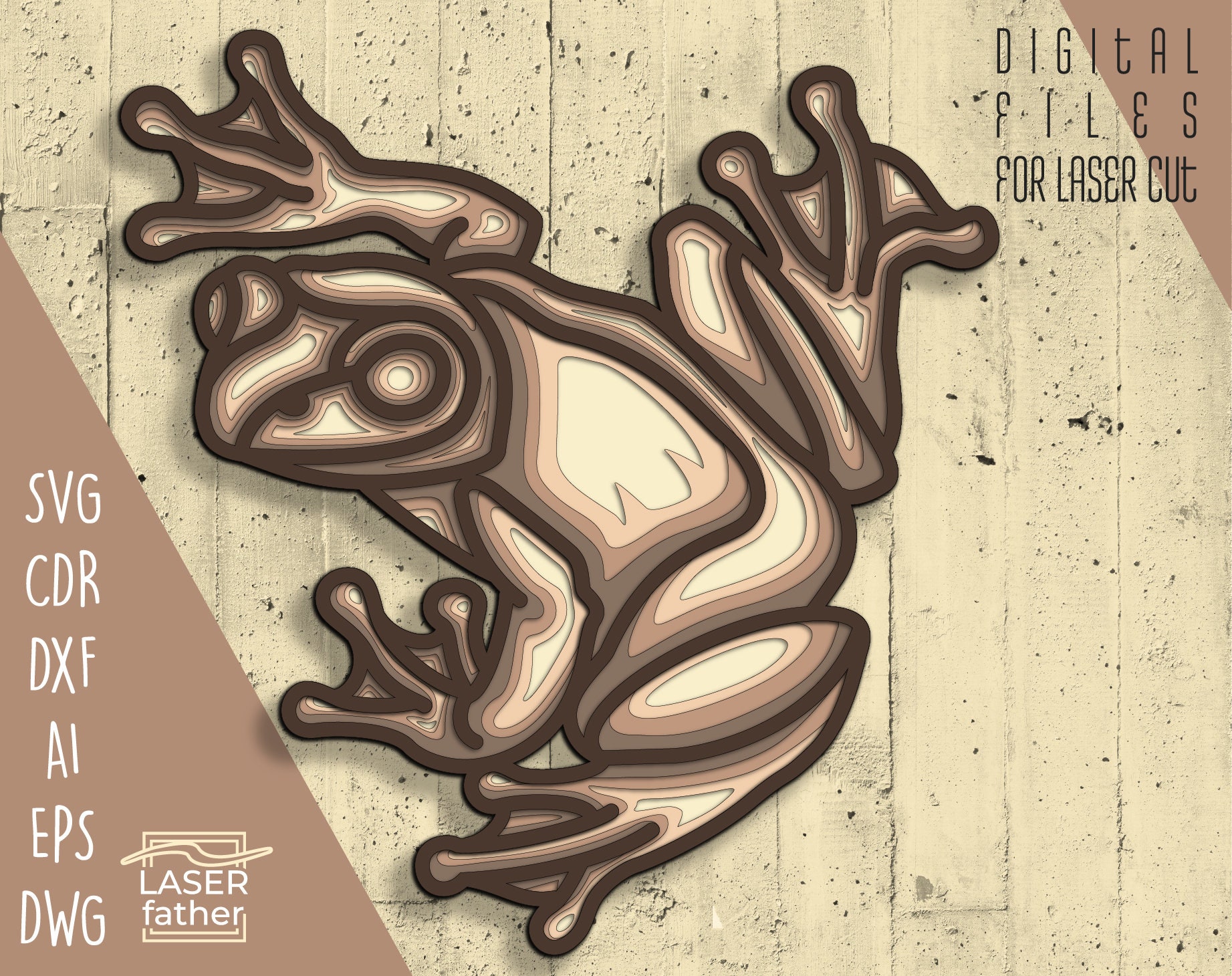 Multilayered Frog 3D SVG File, Laser Cut Files, Frog SVG, Instant Files ...