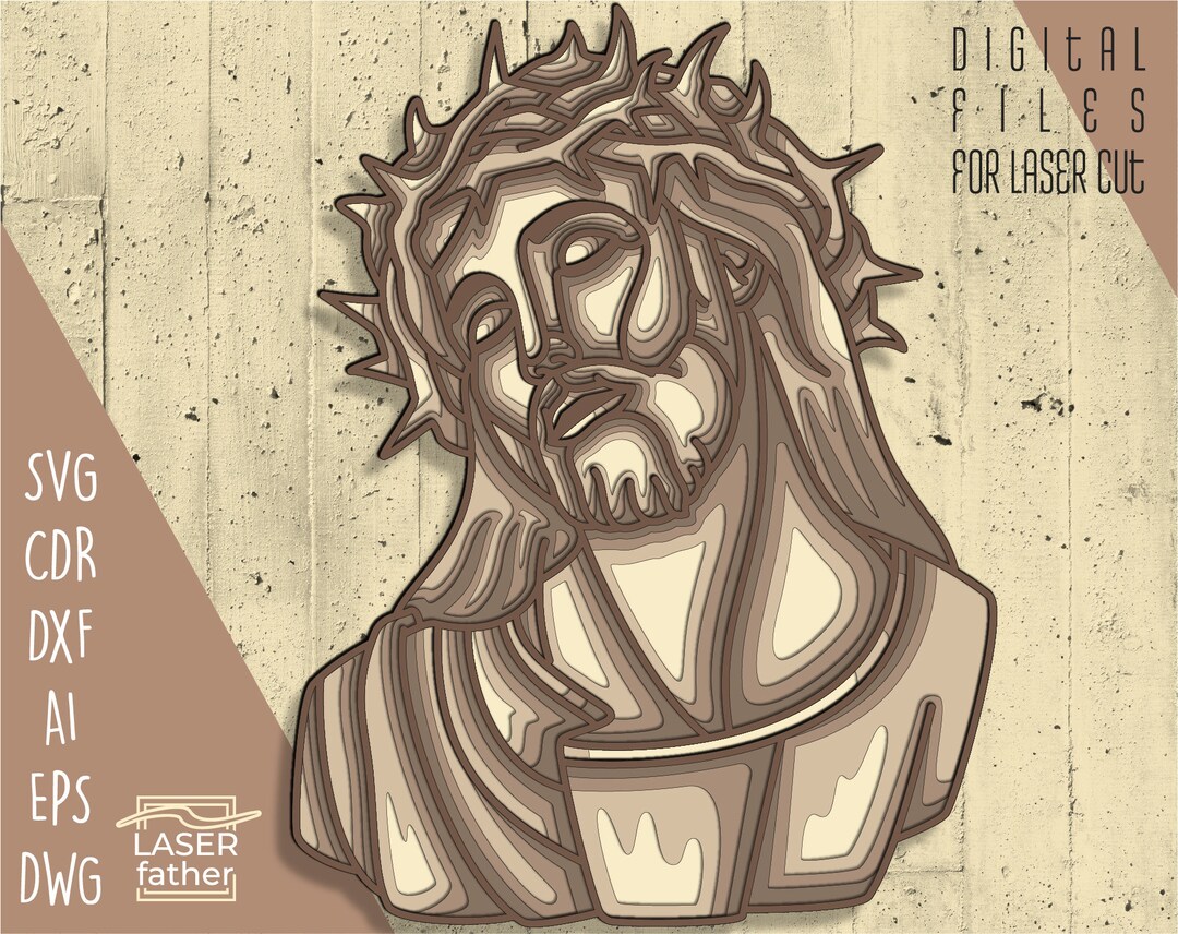 3D Layered Jesus SVG File for Laser Cut, Digital Download Ai Png Jpg ...