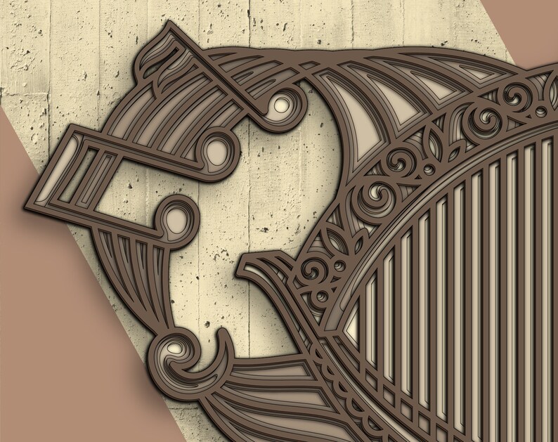 Multilayered 3D Harp SVG Laser Cut Files Music Instruments - Etsy