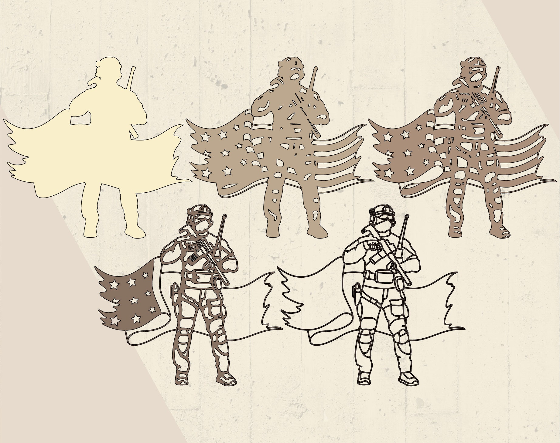 Soldier 3D Layered SVG Laser Cut Craft Files Soldier SVG - Etsy