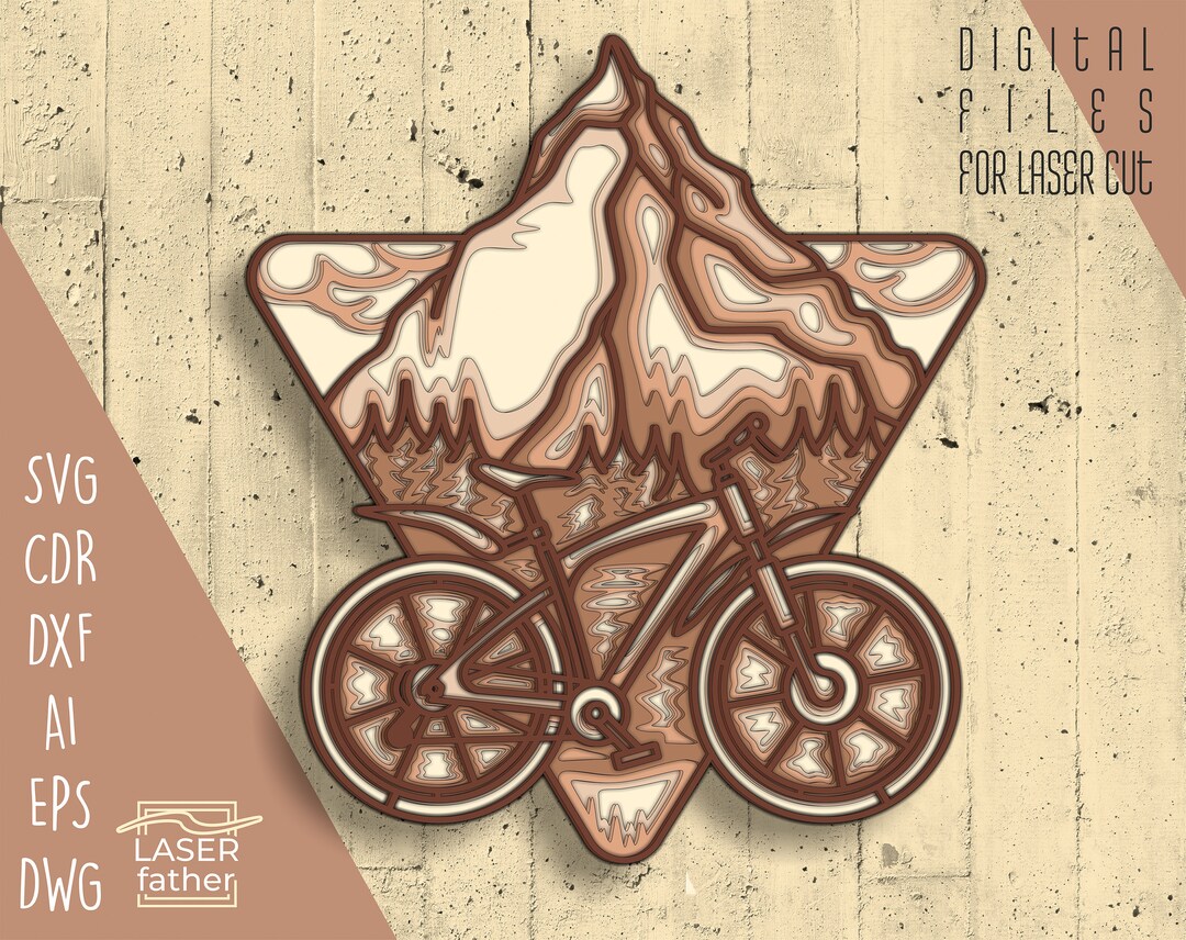 Multilayered Bicycle 3D SVG File, Mandala Laser Cut Files, Bicycle SVG ...