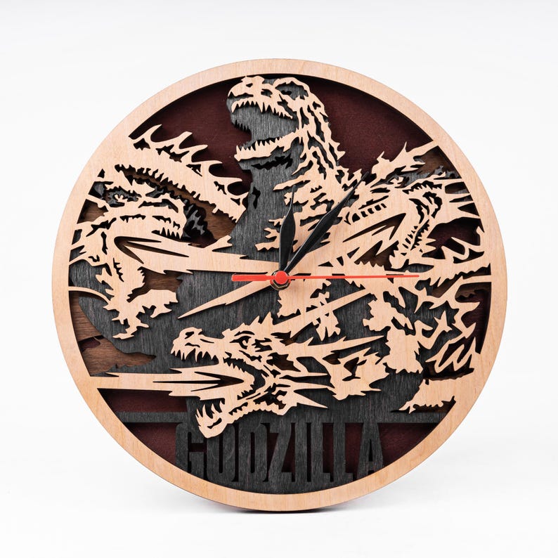 Godzilla SVG, King of the Monsters, Laser Cutting Template, Clock CNC ...