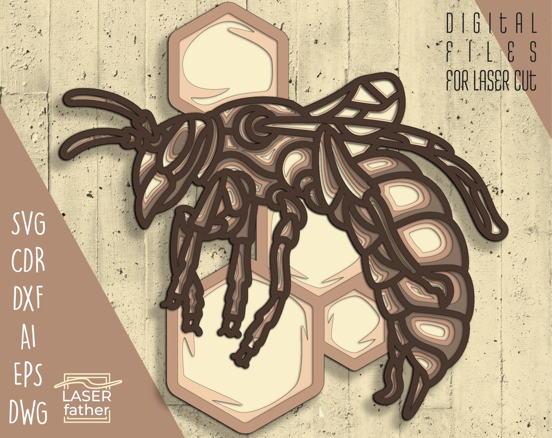 3D Wasp Layered SVG File, Laser Cut Files, Wasp SVG, Mandala Craft Gift ...