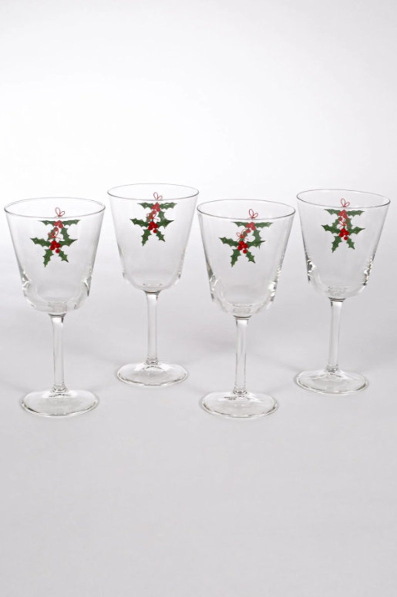 Christmas Design Wine Water Glass Set of 4 Elegant - Etsy