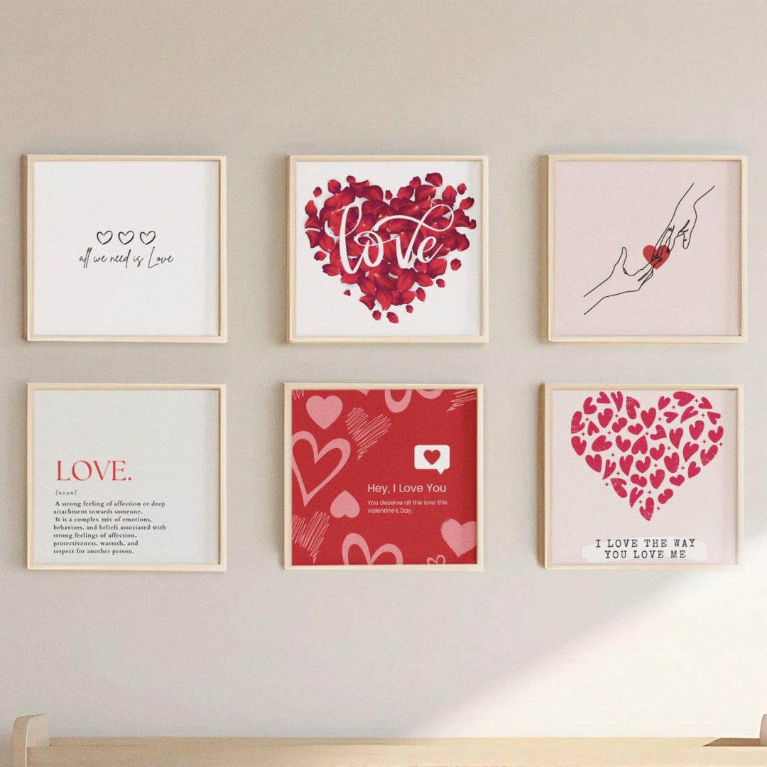 Valentines Day Set of 10 Print, Printable Wall Art, Valentines Day Gift ...