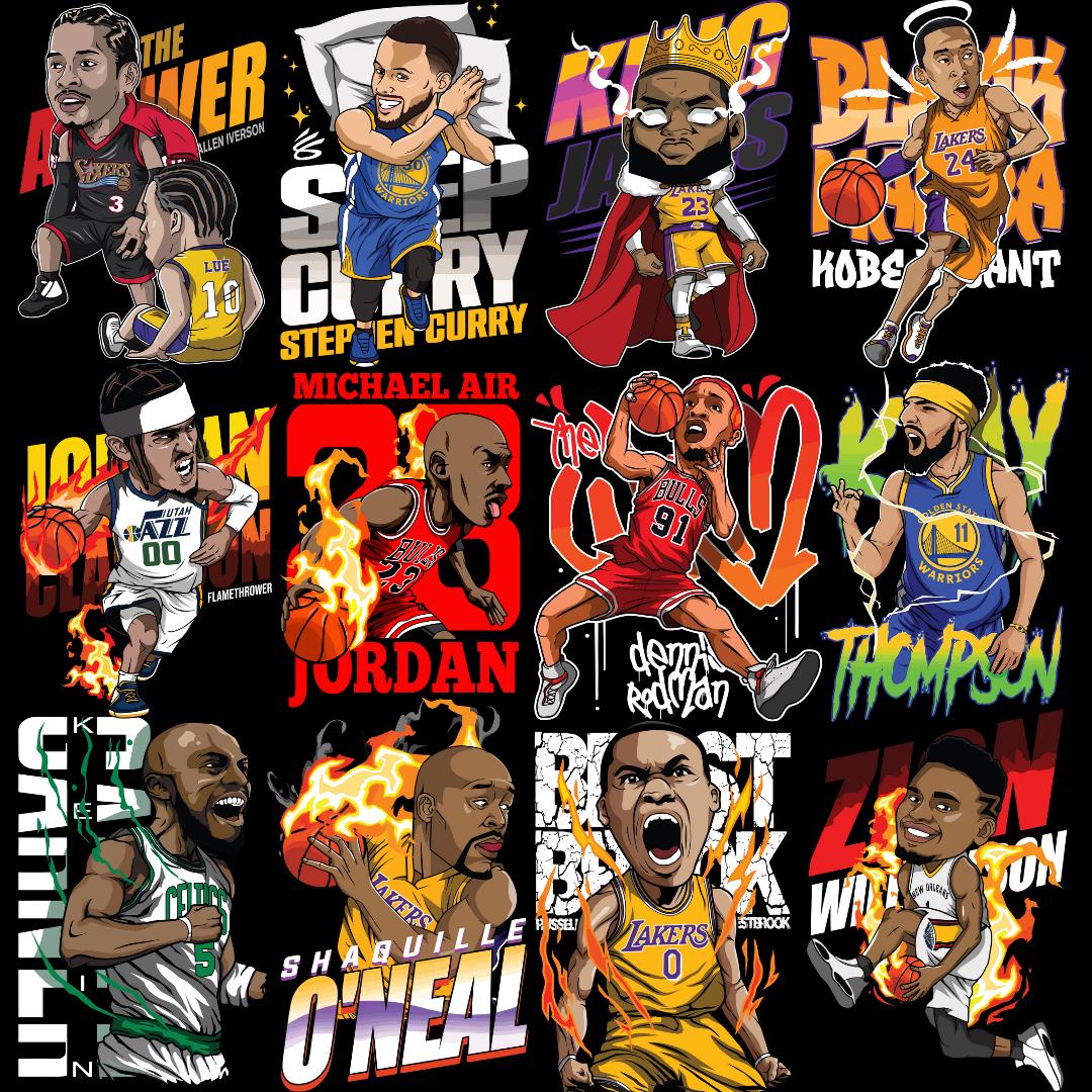 500 NBA Bundle Vol 1, Jordan, Bryant, Png, Dtf, Vector, Digital Prints ...