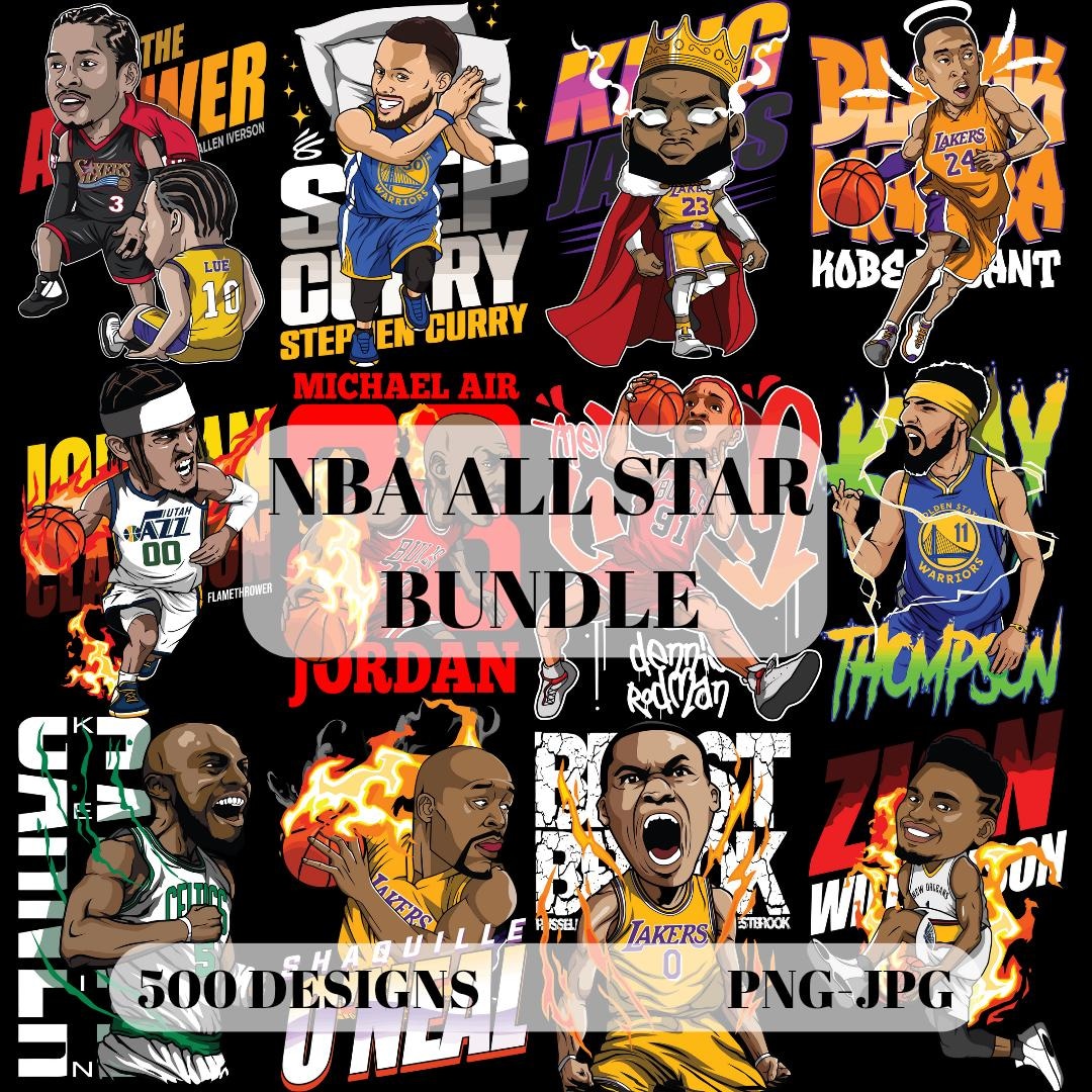 500 NBA Bundle Vol 1, Jordan, Bryant, Png, Dtf, Vector, Digital Prints ...