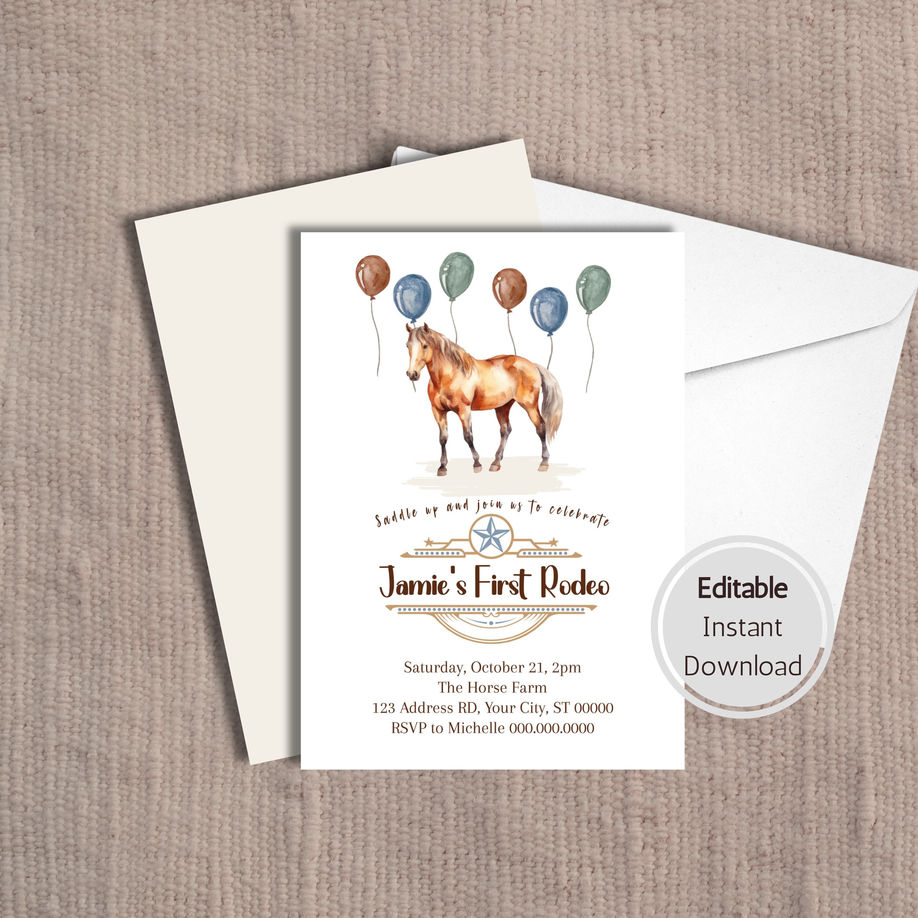 Editable My First Rodeo Birthday Invitation 1st Birthday - Etsy