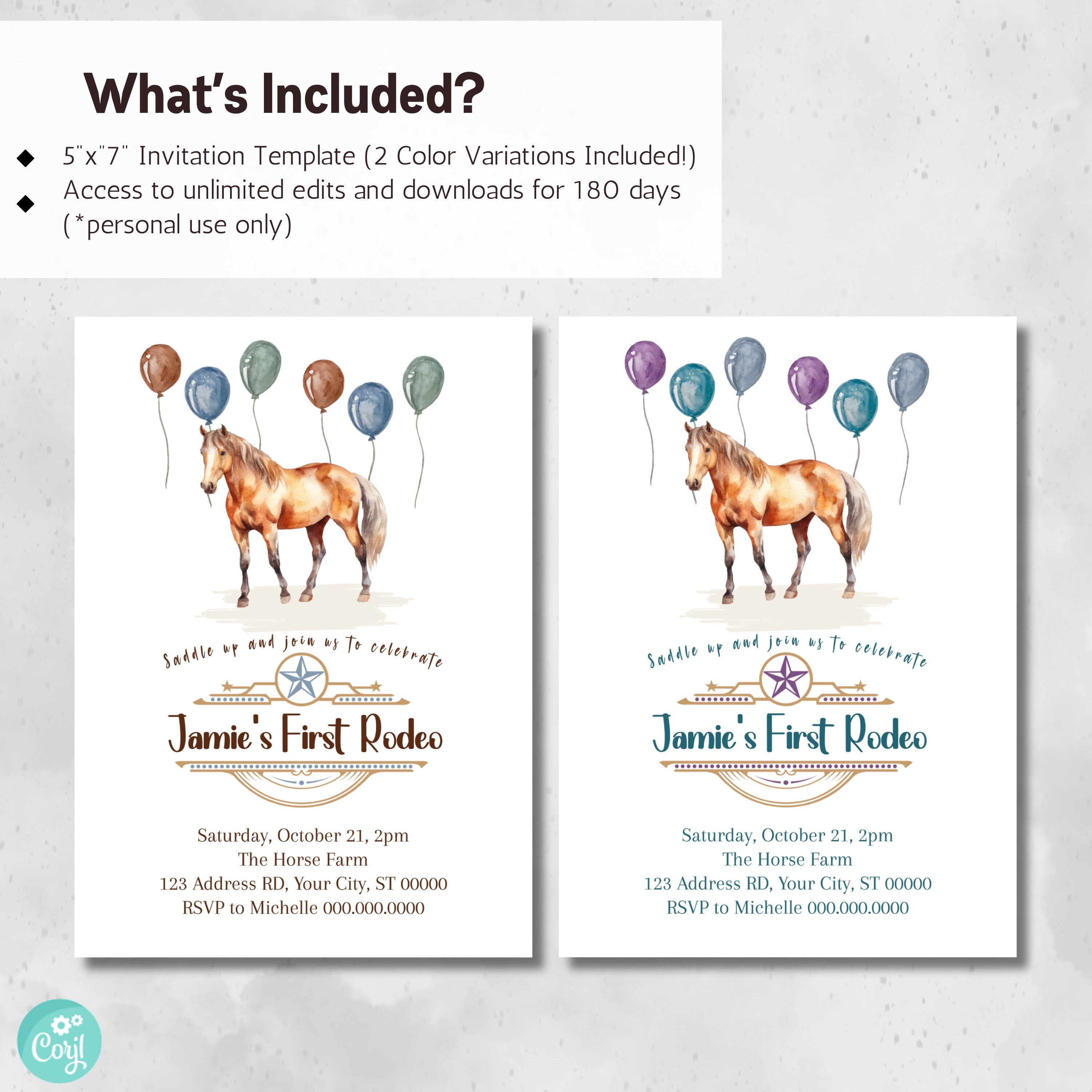 Editable My First Rodeo Birthday Invitation 1st Birthday - Etsy