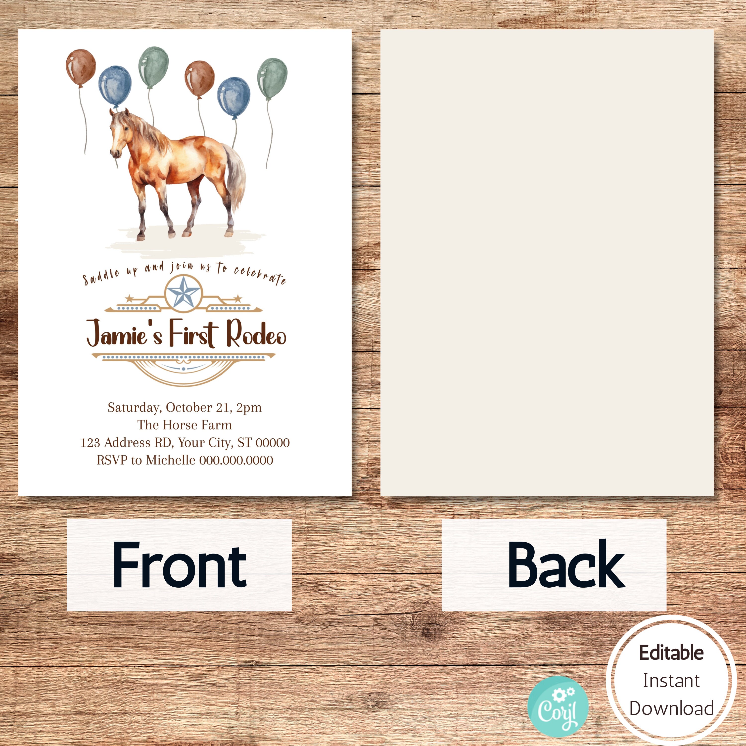 Editable My First Rodeo Birthday Invitation 1st Birthday - Etsy