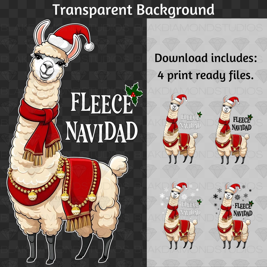 Fleece Navidad Funny Christmas Llama PNG Bundle - Etsy